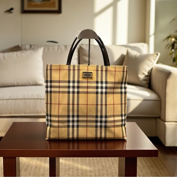 Burberry | Bags | Burberry Classic Nova Checked Vinyl And Leather Tote ...